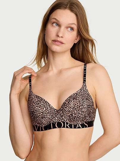 Victoria's Secret The T-shirt Cotton Exploded Logo Lightly Lined Full-coverage Bra - Print