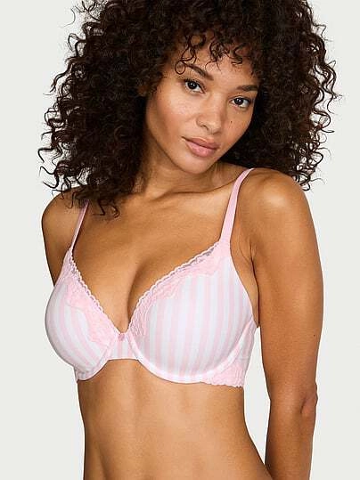 Victoria's Secret The T-shirt Cotton Exploded Logo Lightly Lined Full-coverage Bra - Print