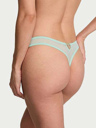 Victoria's Secret Dream Angels Lace-trim Thong Panty - Blue
