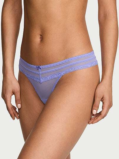 Victoria's Secret Dream Angels Lace Thong Panty - Blue
