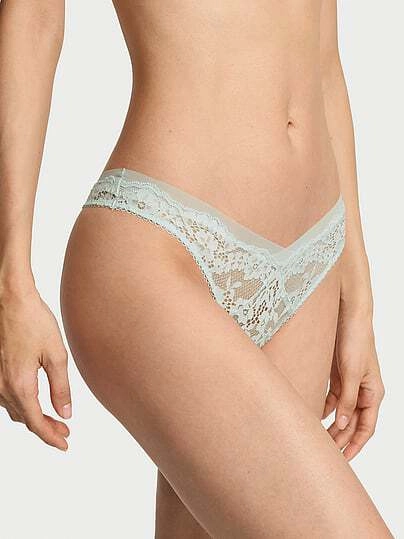Victoria's Secret Dream Angels Lace-trim Thong Panty - Blue