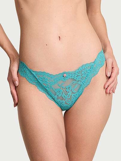 Victoria's Secret Dream Angels Lace-trim Thong Panty - Blue