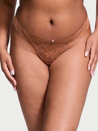 Victoria's Secret Dream Angels Butterflies Motif Peekaboo V-string Panty - Brown
