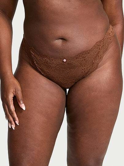 Victoria's Secret Dream Angels Lace-trim Thong Panty - Brown