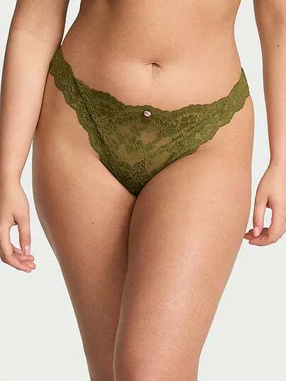 Victoria's Secret Dream Angels Sweet Melody Straps Lace Thong Panty - Green