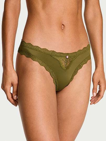 Victoria's Secret Dream Angels Lace Thong Panty - Green