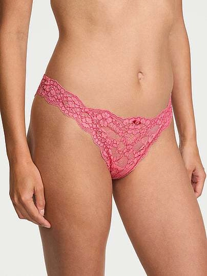 Victoria's Secret Dream Angels Lace & Mesh Thong Panty - Multicolored
