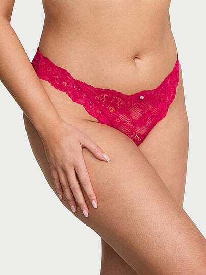 Victoria's Secret Dream Angels Lace-trim Thong Panty - Pink