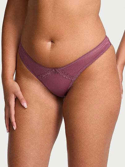 Victoria's Secret Dream Angels Lace-trim Thong Panty - Pink