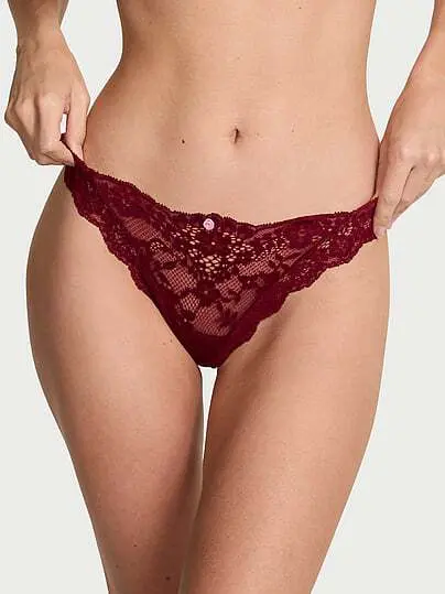 Victoria's Secret Dream Angels Lace-trim Thong Panty - Red