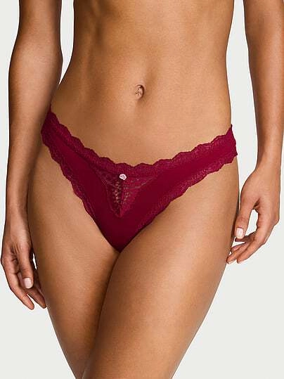 Victoria's Secret Dream Angels Lace Thong Panty - Red