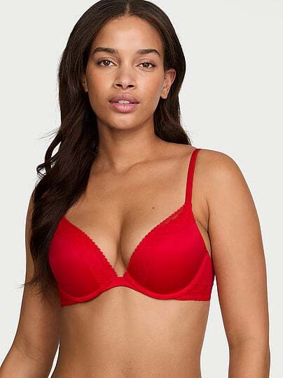 Victoria's Secret Body Victoria Lace-trim Push-up Bra - Red