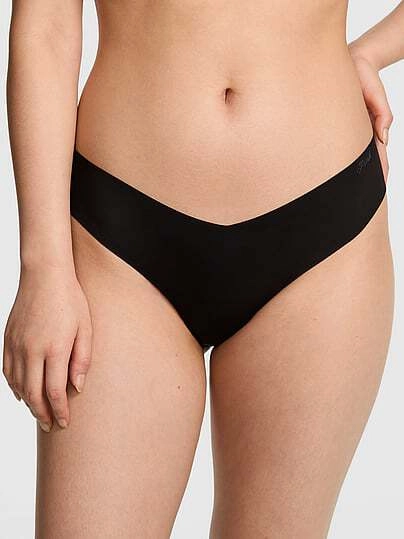 Pink No-show Thong Panty - Black