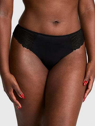 Pink No-show Thong Panty - Black