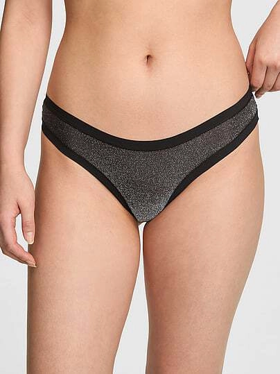 Pink No-show Thong Panty - Black