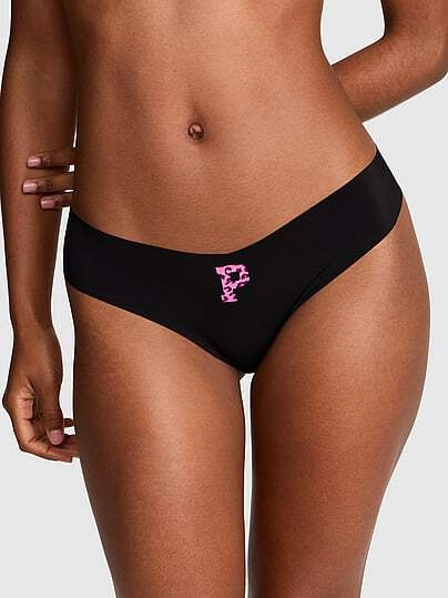 Pink No-show Thong Panty - Black
