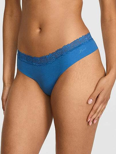 Pink No-show Thong Panty - Blue