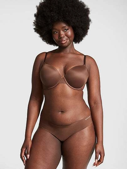 Pink No-show Cotton Thong Panty - Brown