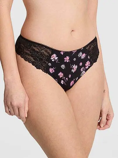 Pink No-show Thong Panty - Floral