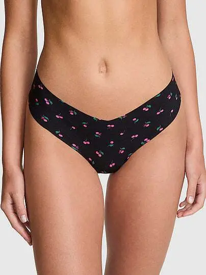 Pink No-show Thong Panty - Print