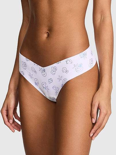 Pink No-show Thong Panty - Print