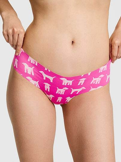 Pink No-show Thong Panty - Print