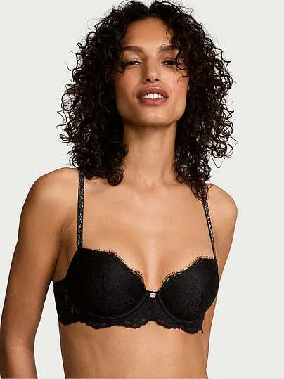 Victoria's Secret Dream Angels Smooth & Lace Lightly Lined Demi Bra - Black
