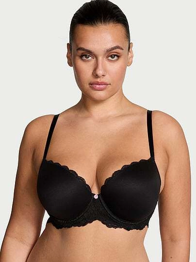 Victoria's Secret Dream Angels Lace Lightly Lined Demi Bra - Black