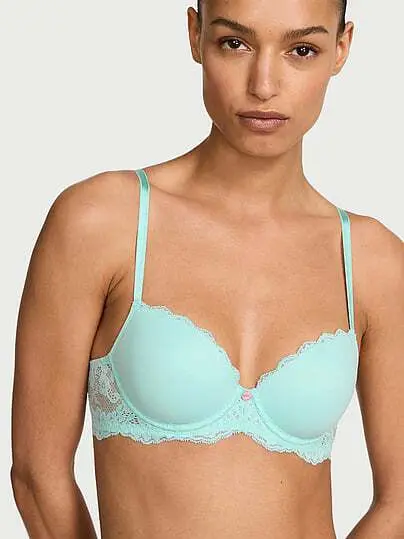 Victoria's Secret Dream Angels Lightly Lined Lace Demi Bra - Blue