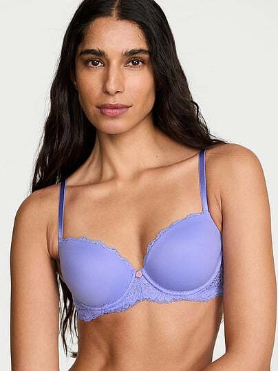 Victoria's Secret Dream Angels Smooth & Lace Lightly Lined Demi Bra - Blue