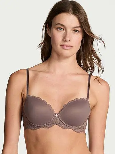 Victoria's Secret Dream Angels Lightly Lined Lace Demi Bra - Grey