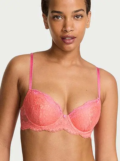 Victoria's Secret Dream Angels Lightly Lined Lace Demi Bra - Orange