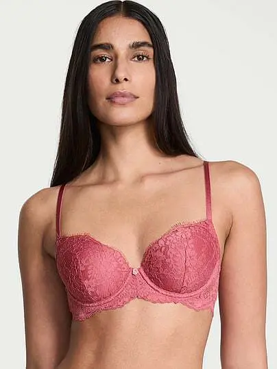 Victoria's Secret Dream Angels Smooth & Lace Lightly Lined Demi Bra - Pink