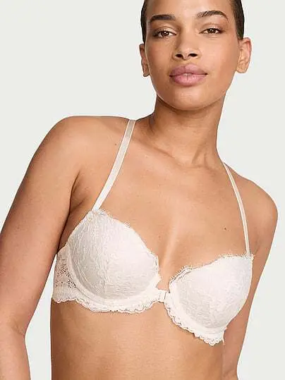 Victoria's Secret Dream Angels Smooth & Lace Lightly Lined Demi Bra - White,ivory