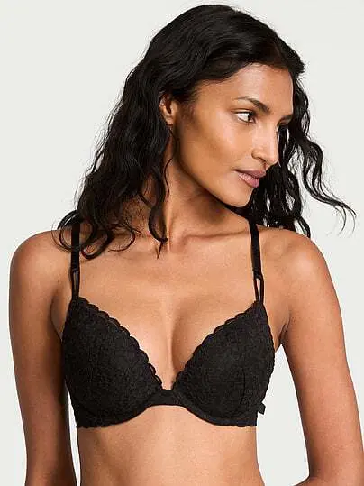 Victoria's Secret Sexy Tee Sheer Heritage Dot Push-up Bra - Black
