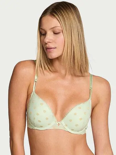 Victoria's Secret Sexy Tee Sheer Heritage Dot Push-up Bra - Gold