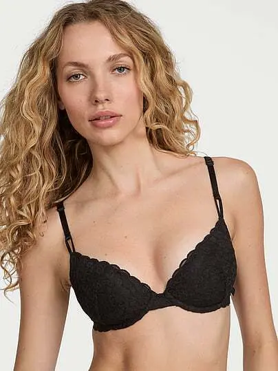 Victoria's Secret Sexy Tee Sheer Heritage Lightly Lined Demi Bra - Black