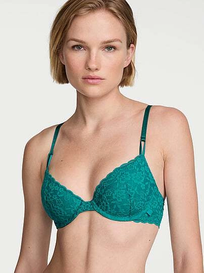 Victoria's Secret Sexy Tee Sheer Heritage Lightly Lined Demi Bra - Blue