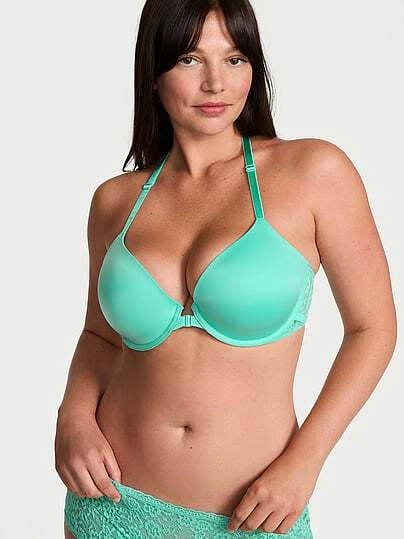 Victoria's Secret Sexy Tee Smooth Lacie Lightly Lined Front-close Demi Bra - Blue