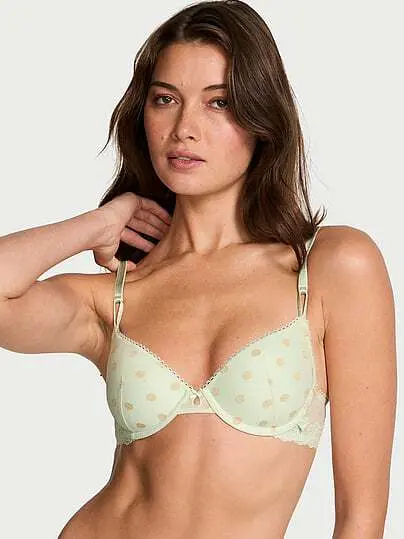 Victoria's Secret Sexy Tee Sheer Heritage Lightly Lined Demi Bra - Gold