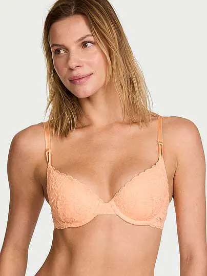 Victoria's Secret Sexy Tee Sheer Heritage Lightly Lined Demi Bra - Orange