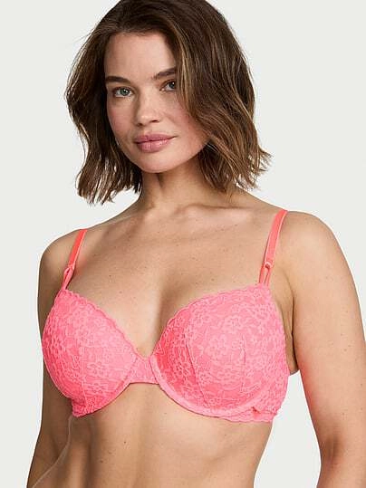 Victoria's Secret Sexy Tee Smooth Lacie Lightly Lined Front-close Demi Bra - Pink