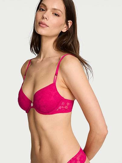 Victoria's Secret Sexy Tee Smooth Lacie Lightly Lined Front-close Demi Bra - Pink