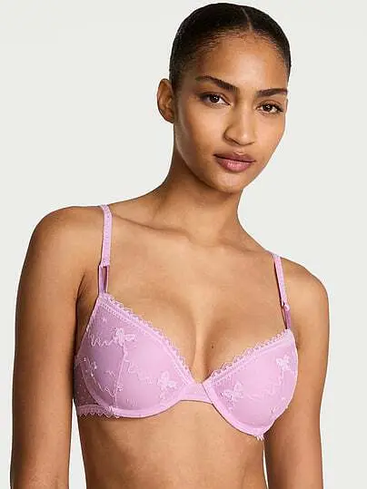 Victoria's Secret Sexy Tee Sheer Heritage Dot Lightly Lined Demi Bra - Purple