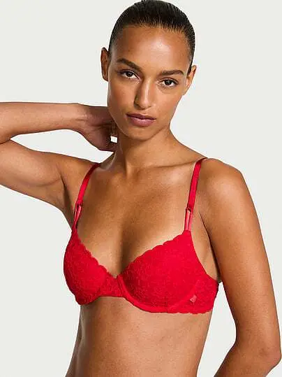 Victoria's Secret Sexy Tee Sheer Heritage Lightly Lined Demi Bra - Red