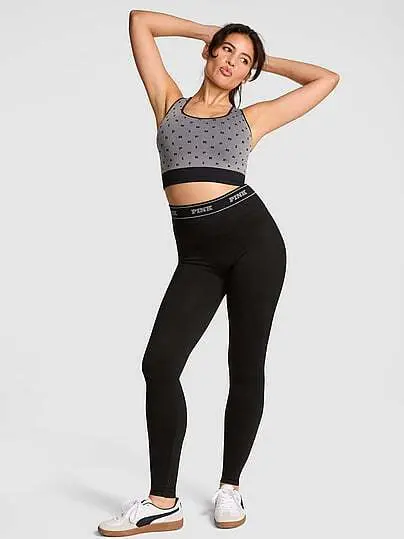 Pink Seamless Classic Leggings - Black