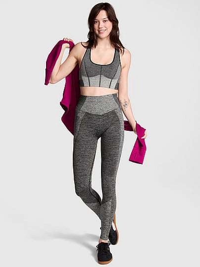 Pink Seamless Leggings - Black