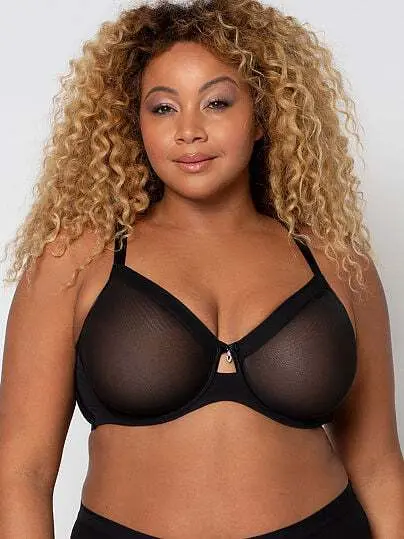 Victoria's Secret Curvy Couture Sheer Mesh Full Coverage Unlined Underwire Bra - Black