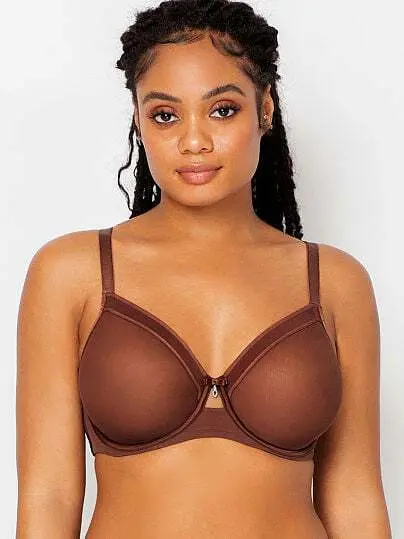 Victoria's Secret Curvy Couture Sheer Mesh Full Coverage Unlined Underwire Bra - Brown