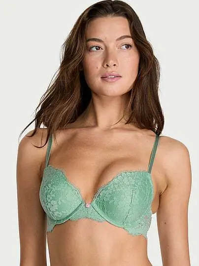 Victoria's Secret Dream Angels Smooth & Lace Push-up Bra - Green